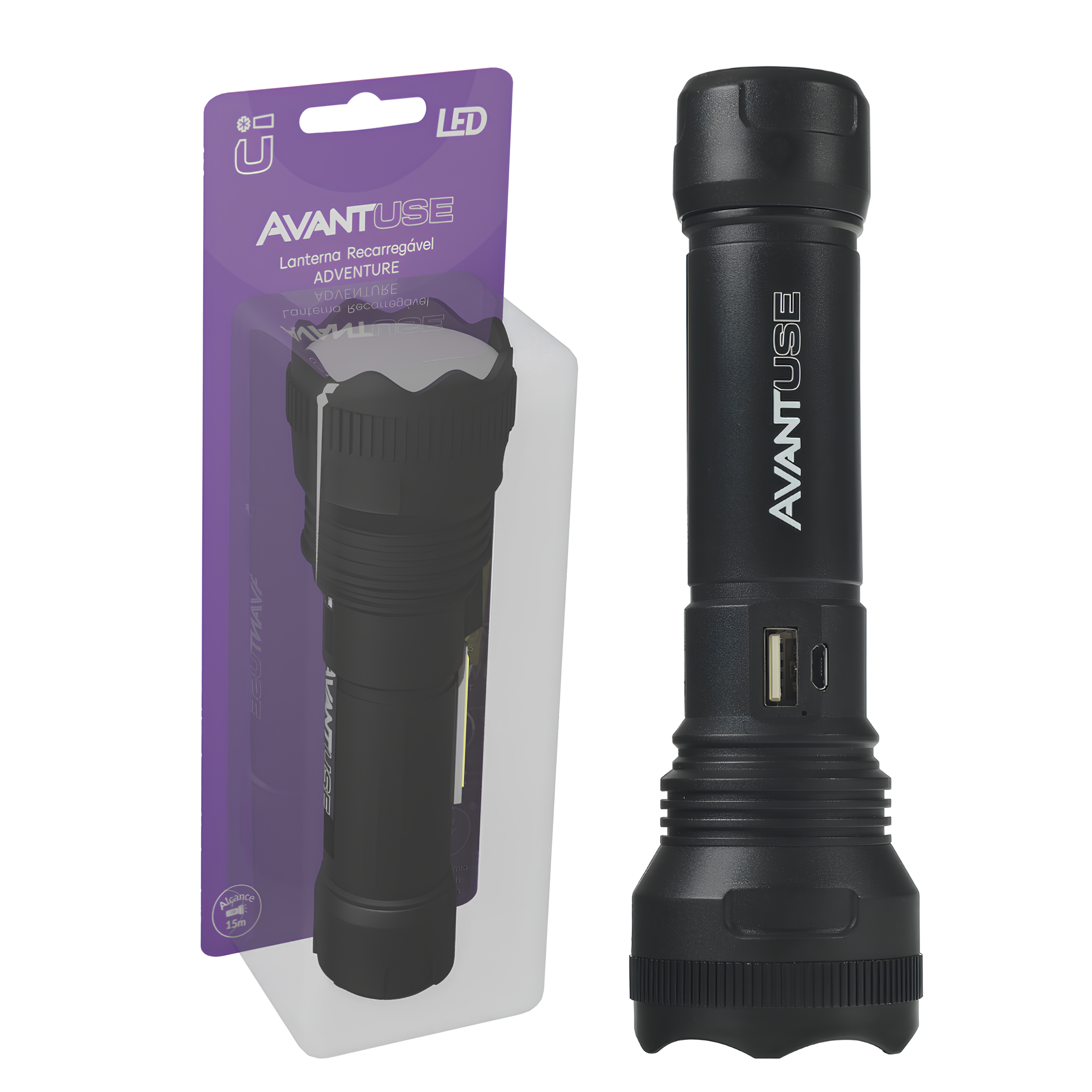 Lanterna Led Adventure Recarregável USB 3W 6500K 10° Ip20 Bivolt Avant